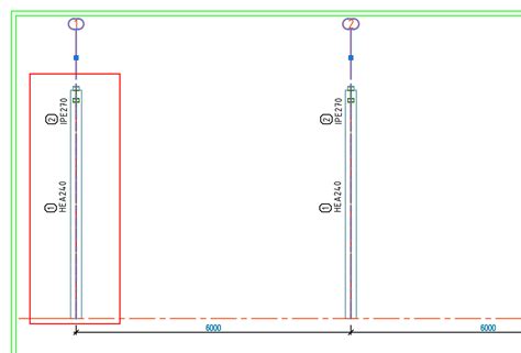 grid lines overlap column axis in elevation drawings in advance steel
