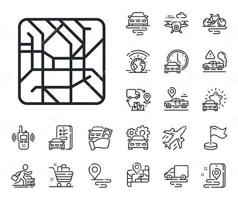Metro Map Line Icon Underground Subway Sign Plane Supply Chain And Place Location Vector