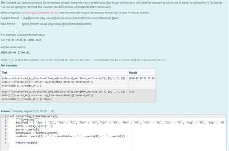 Solved The Created At Column Contains The Timestamp Of Chegg