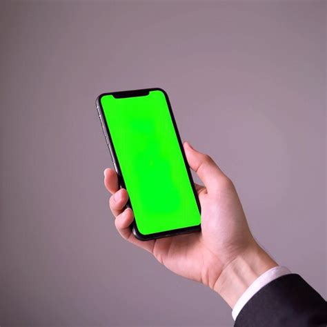 Man Holding Mobile Phone With Green Screen Premium Ai Generated Image