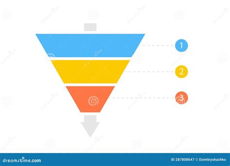 Funnel Diagram Three Steps Template Clipart Image Cartoon Vector 287808647