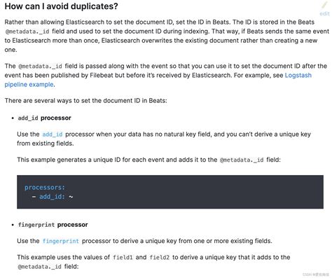 Filebeat采集数据到es保证数据不重复 Csdn博客