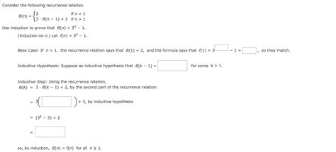 Solved Consider The Following Recurrence Relation