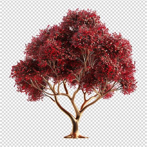 Premium PSD Red Tree Isolated On Transparent Background