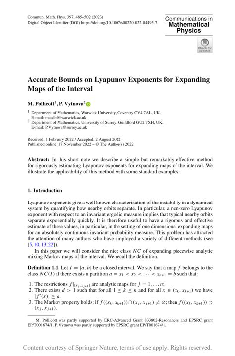 Pdf Accurate Bounds On Lyapunov Exponents For Expanding Maps Of The