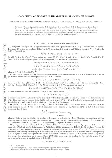 PDF Capability Of Nilpotent Lie Algebras Of Small Dimension