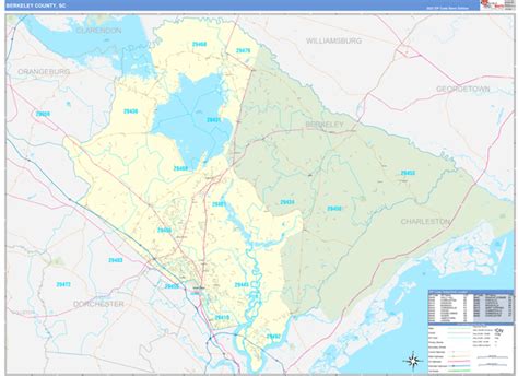 Berkeley County Sc Zip Code Wall Map Basic Style By Marketmaps Mapsales