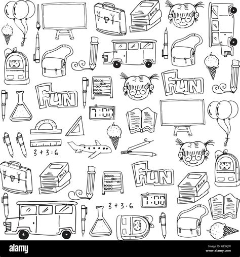 Cute Hand Draw School Doodles Stock Vector Image And Art Alamy