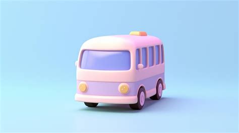 Premium Ai Image A Tiny 3d Pastel Bus That Embodies Cuteness And