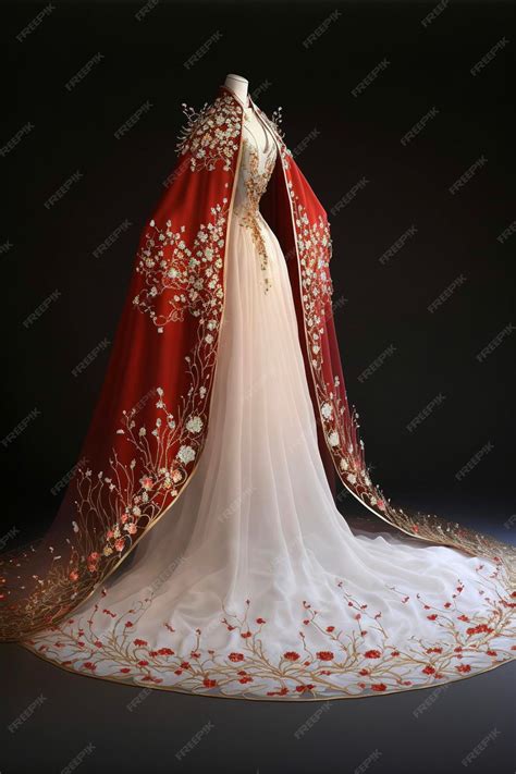 White And Red Wedding Dress