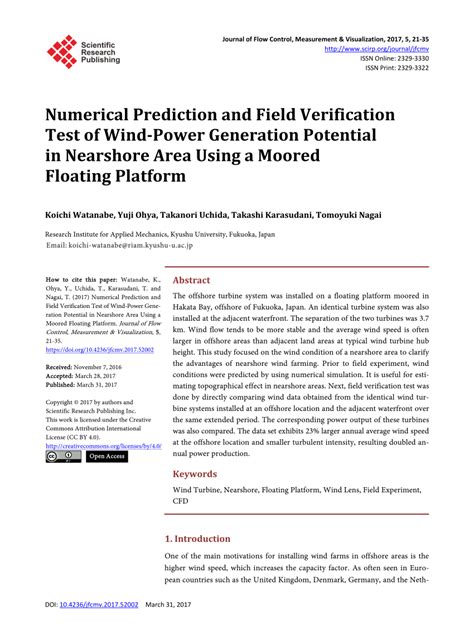 Pdf Numerical Prediction And Field Verification Test Of Wind Power