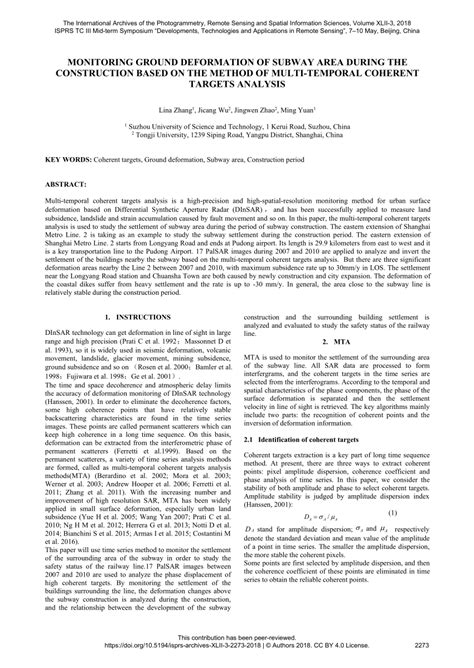 Pdf Monitoring Ground Deformation Of Subway Area During The