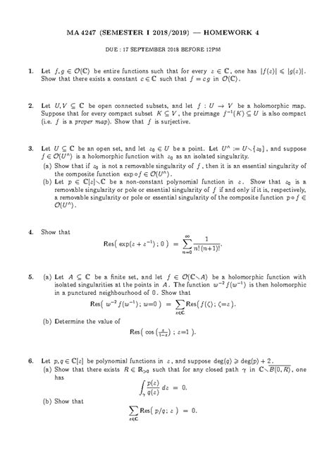 V Be A Holomorphic Map Theory Of Functions Of A Complex Variable Ma
