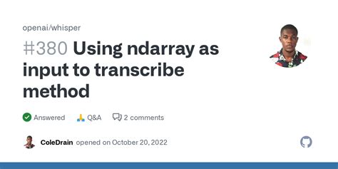 using ndarray as input to transcribe method · openai whisper