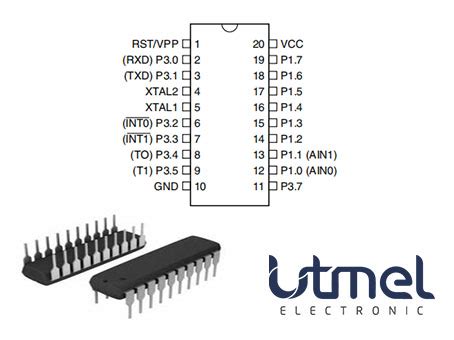 AT89C2051-24PU 8-bit Microcontroller: Circuit Diagram, Pinout, and ...