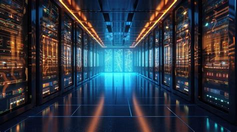 Premium Ai Image Computer Networking Server Room Warehouse