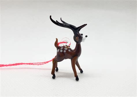 Miniature Deer With Hanging Loop Hanging Deer Figurine Deer Glass