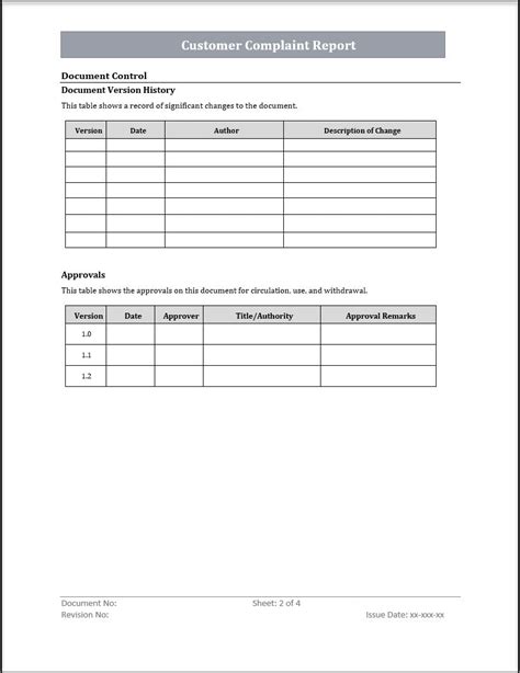 Iso 20000 Customer Complaint Report Template Iso Templates And