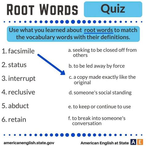 Root Quiz Good Vocabulary Words Root Words Vocabulary Instruction
