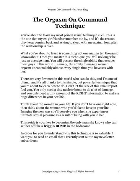 The Orgasm On Command Technique