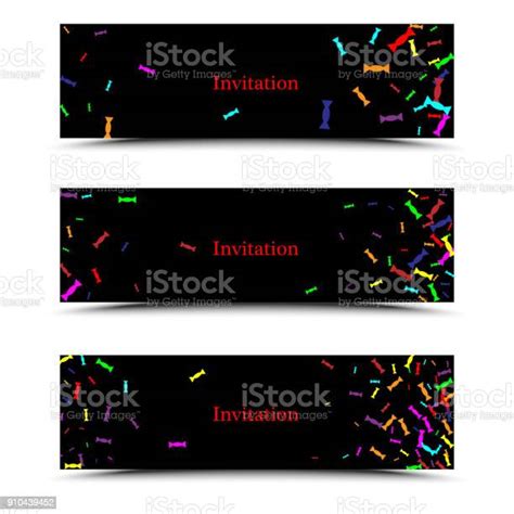 현대 창작 초대장 인사말 카드에 대 한 검은 배경에 밝은 캔디 세 번 비즈니스 브로슈어 서식 파일 3에 대한 스톡 벡터 아트 및
