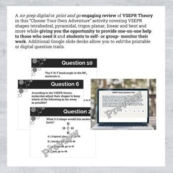 VSEPR Theory Review Question Trail Activity Print And Digital Resource