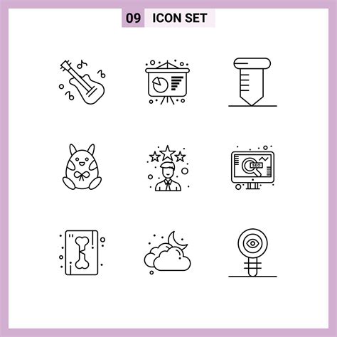 Modern Set Of 9 Outlines Pictograph Of Marketing Rating Tools Employee Happy Editable Vector