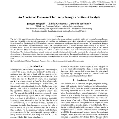An Annotation Framework For Luxembourgish Sentiment Analysis Acl Anthology