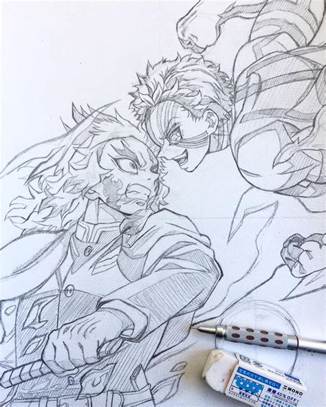 How To Draw Rengoku Vs Akaza
