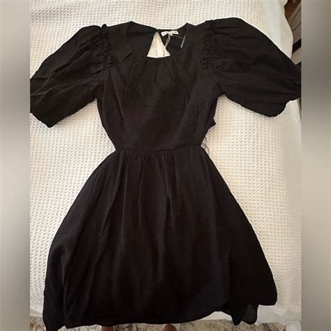 Dresses Nwt Black Puff Sleeve Open Back Dress Poshmark