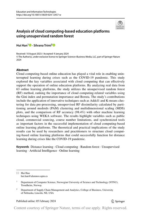 Analysis Of Cloud Computing Based Education Platforms Using