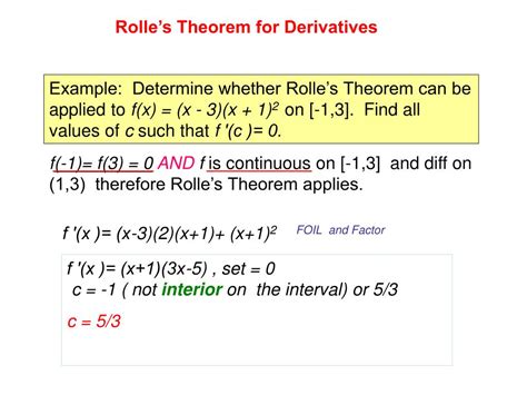 PPT CHAPTER SECTION ROLLES THEOREM AND THE MEAN VALUE THEOREM PowerPoint Presentation
