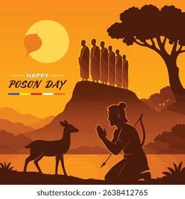 Happy Poson Day Poson Poya Day Stock Vector Royalty Free 2638412765