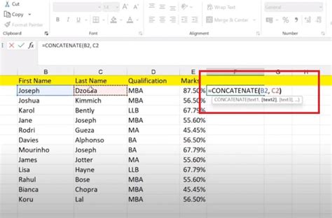 Using The Concatenate Function In Excel To Combine Strings Exceltutorial