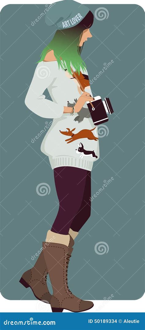 Hipster Girl Stock Vector Illustration Of Side Boho 50189334