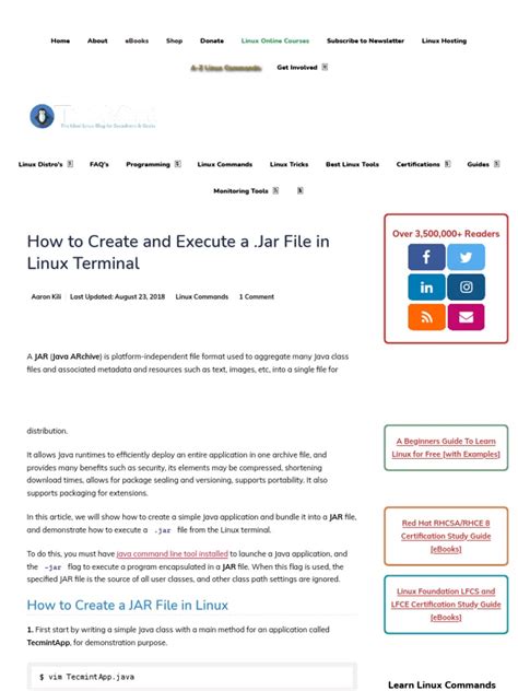 How To Create And Execute A Jar File In Linux Terminal Pdf Java Programming Language