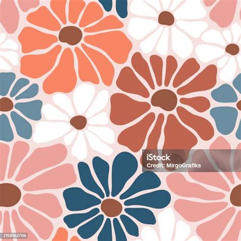 완벽 한 벡터 패턴 와 손으로 그린 그루비 빈티지 꽃 최소한의 꽃꽂이 섬유 벽지 또는 인쇄 디자인에 적합합니다 0명에 대한 스톡 벡터 아트 및 기타 이미지 Istock