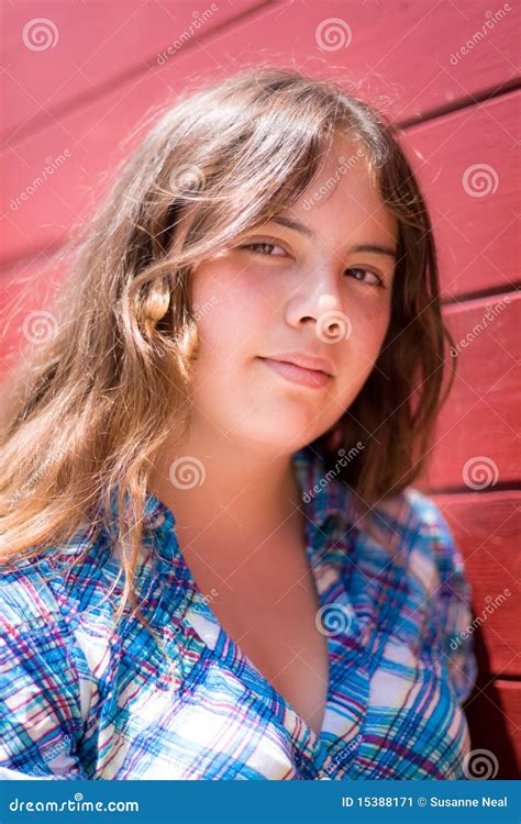 Vertical Portrait Of Pretty 14 Year Old Girl Stock Image