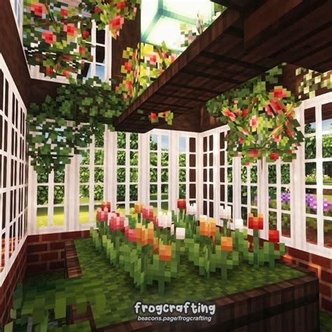 Cozy Minecraft Greenhouse With Lush Flowers Minecraft Decoração