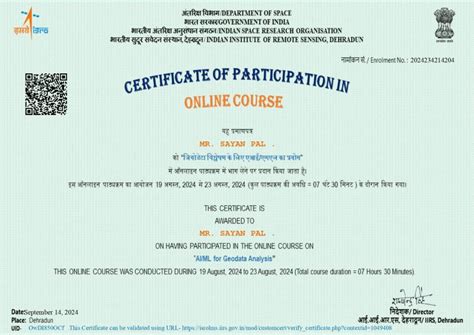 completed ai ml course by isro sayan pal posted on the topic linkedin