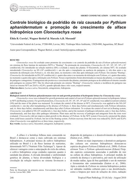 Pdf Biological Control Of Pythium Aphanidermatum Root Rot And Growth Promotion Of Hydroponic