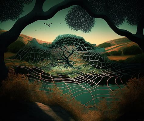 Premium Ai Image A Tree With A Spider Web Is Shown In This Illustration