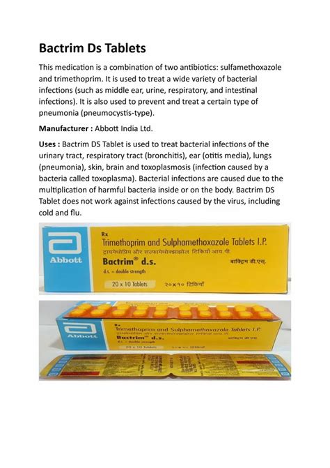 Bactrim Ds Tablets Abbott Packaging Type Stripe At ₹ 100 Box In Nagpur