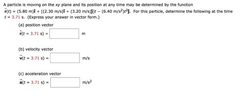 solved a particle is moving on the xy plane and its position
