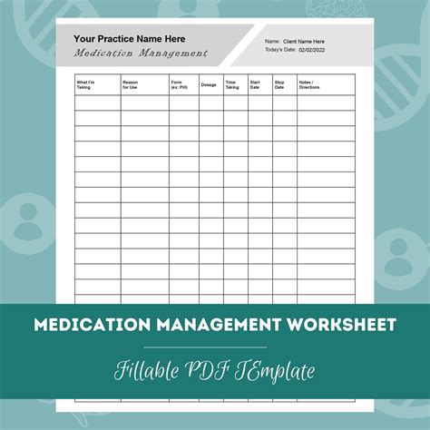 Medication Management Worksheet Editable Fillable Pdf Etsy Medication Management