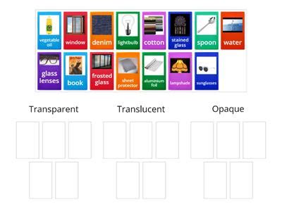 Transparent Opaque Translucent Teaching Resources