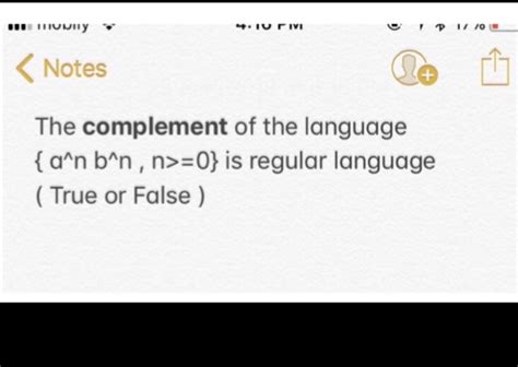 Solved Notes The Complement Of The Language An Bn N 0