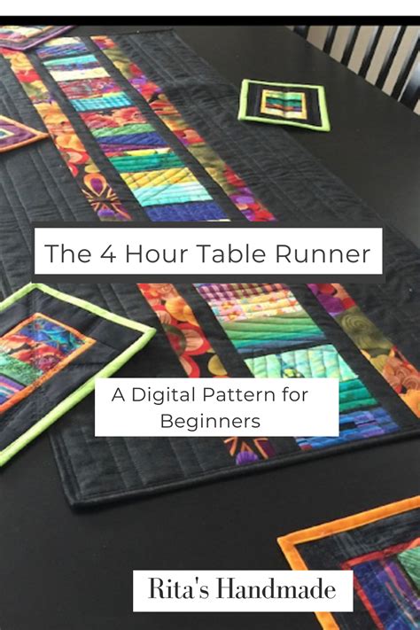 4 Hour Table Runner Digital Pattern Video Instructions Beginner Quilt Pattern Easy Table Runner