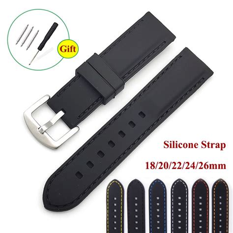 Waterproof Rubber Silicone Watch Strap Universal Sport Stitched Watch Band Bracelet Mm Mm