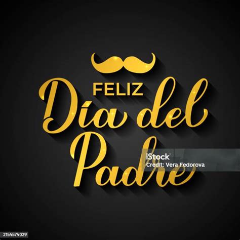 스페인어로 된 해피 아버지의 날 Feliz Dia Del Padre 금 비문 타이포그래피 포스터 배너 인사말 카드 전단지 엽서 등에 대한 벡터 템플릿 0명에 대한 스톡 벡터